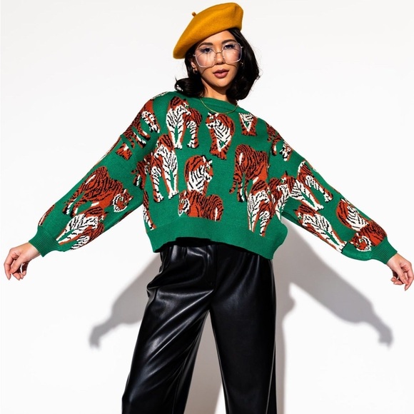 Dressed in LALA | Sweaters | Dressed In Lala Retrograde Boxy Tiger ...